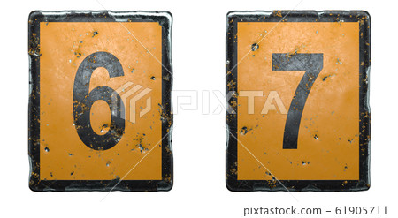 Set of numbers 6, 7 made of public road sign... - Stock Illustration ...