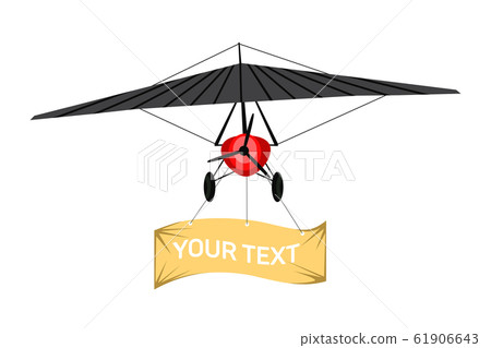 Biplane aircraft pulling advertising flat banner - Stock Illustration ...