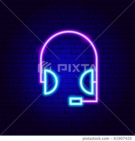 Headset Neon Sign - Stock Illustration [61907420] - PIXTA