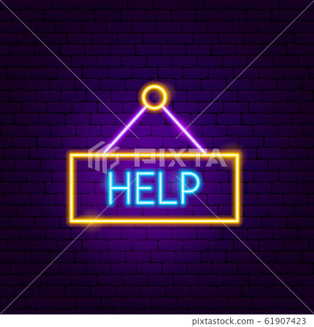Help Neon Sign - Stock Illustration [61907423] - PIXTA