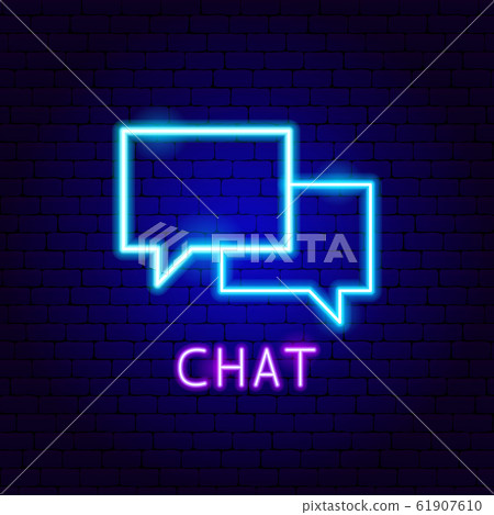 Chat Neon Label - Stock Illustration [61907610] - PIXTA
