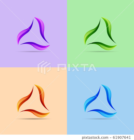 Set of colorful triangles icons and logo,... - Stock Illustration ...