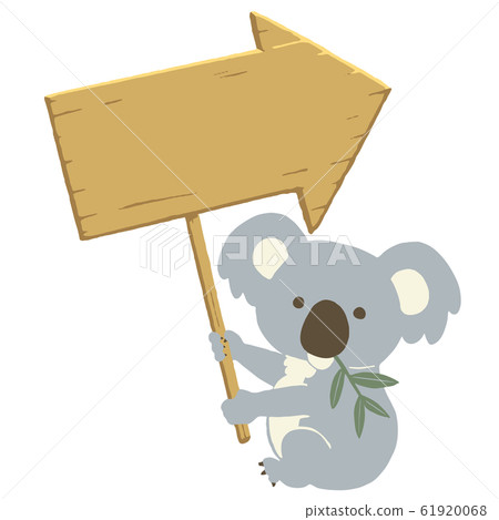 Koala color with arrow-shaped wooden hand-held... - Stock Illustration ...