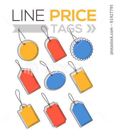 Price tags collection - line design style clip art - Stock Illustration ...