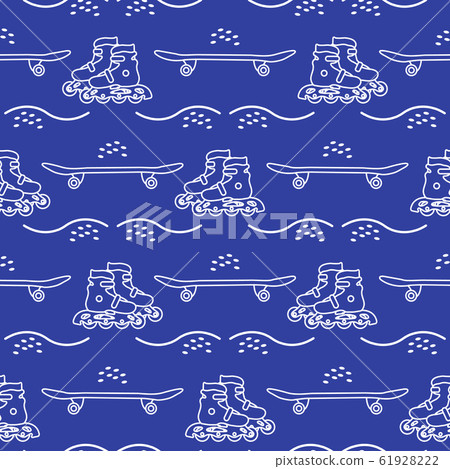 Vector seamless pattern Rollers, skateboard Sport - Stock Illustration ...