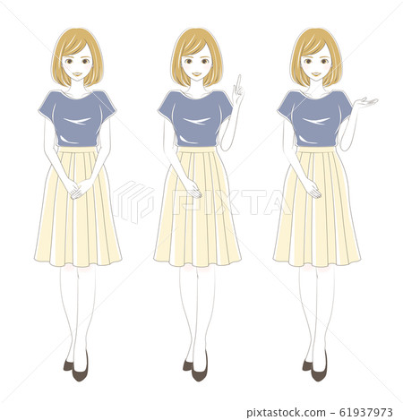 Female announcer facial expression pose set - Stock Illustration ...