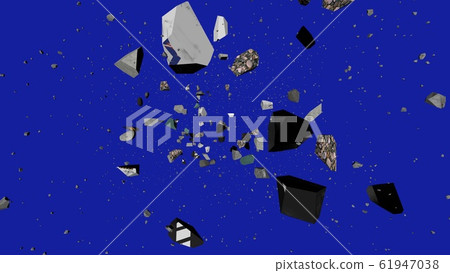 Asteroid parts flying and circling in space - Stock Illustration ...
