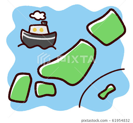 Hand-painted Japanese archipelago and sea - Stock Illustration ...