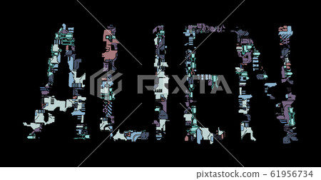 The Word ALIEN Isolated On Black Background - Stock Illustration ...