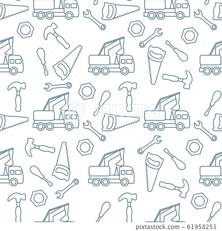 Vector seamless pattern kid toys Car, tools - Stock Illustration ...