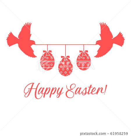 Happy Easter Bird Easter egg Festive Holiday - Stock Illustration ...