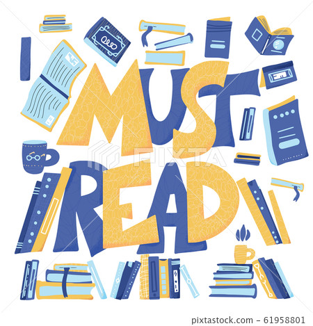 Must read text emblem. Vector hand drawn quote. - Stock Illustration ...