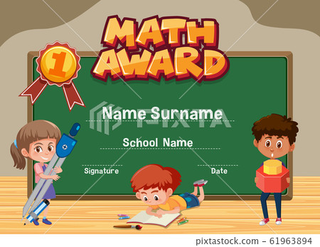 Certificate template for math award with kids in - Stock Illustration ...