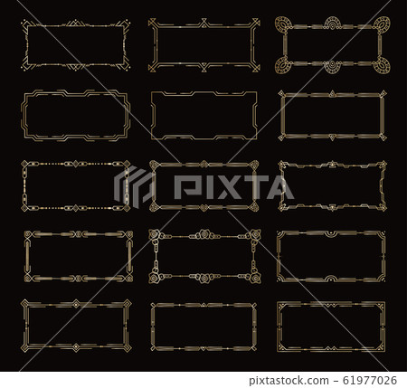 Golden horizontal frames, vintage decorative... - Stock Illustration ...