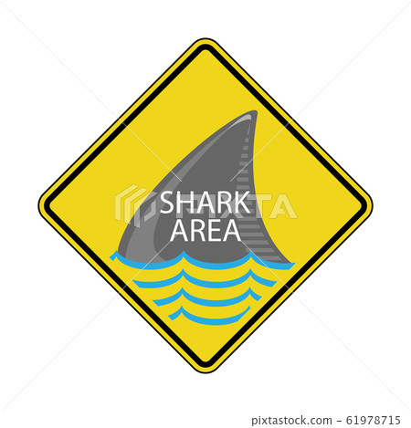 Danger Shark Zone. Beware of Sharks. Yellow... - Stock Illustration [61978715] - PIXTA