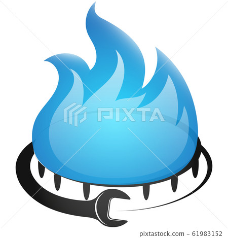 Gas flame and wrench symbol - Stock Illustration [61983152] - PIXTA