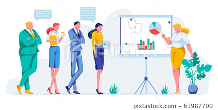 Collective Staff Training Using Chart, Cartoon.-插圖素材 [61987700] - PIXTA圖庫