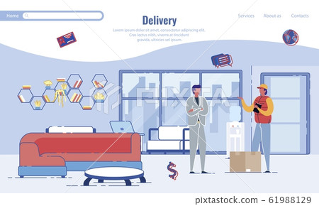 Home Delivery Service Landing Page Flat Design - Stock Illustration ...