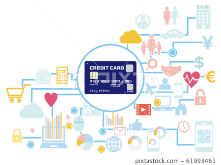 Various contents purchased with a credit card... - Stock Illustration ...