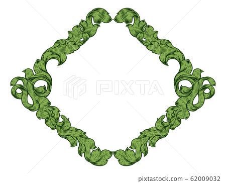 Filigree Heraldry Leaf Pattern Floral Border Frame - Stock Illustration ...