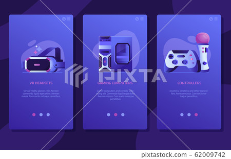 Online VR Gaming UI Screens Templates Design - Stock Illustration ...