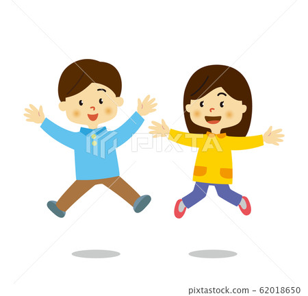 Kids Jump Pair Set - Stock Illustration [62018650] - PIXTA