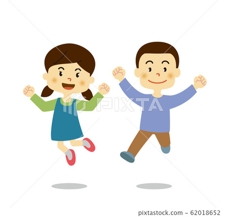 Kids Jump Pair Set - Stock Illustration [62018652] - PIXTA