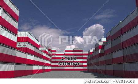 Containers with CYBER MONDAY text and national... - Stock Illustration ...