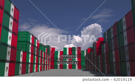 Containers with CYBER MONDAY text and national... - Stock Illustration ...