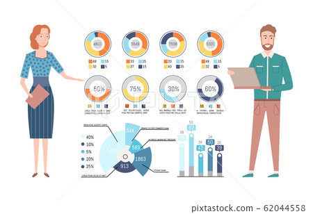 Presentation of Chart and Diagram, Workers Vector - Stock Illustration ...