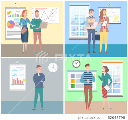 People at Presentation, Office Workers on Meeting - Stock Illustration ...