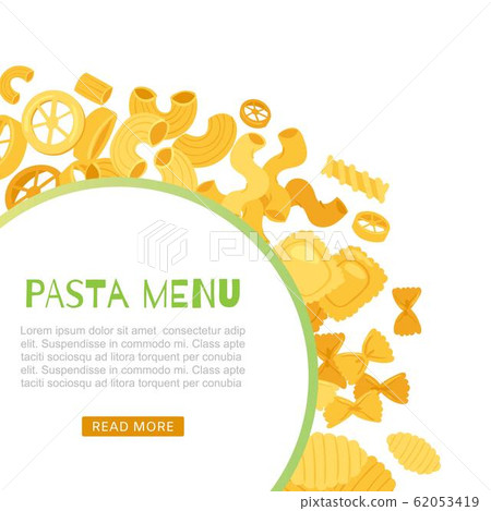 Pasta and macaroni menu banner with text and... - Stock Illustration ...