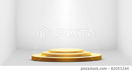Round golden podium, pedestal or platform... - Stock Illustration ...