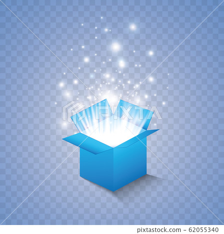 Set of magic gift boxes on a blue background,... - Stock Illustration ...