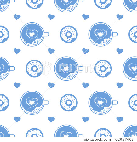 Vector seamless pattern Valentine's Day Cup Heart - Stock Illustration ...