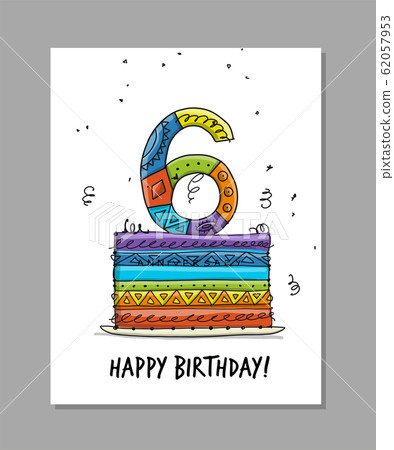 6th anniversary celebration. Greeting card - Stock Illustration ...