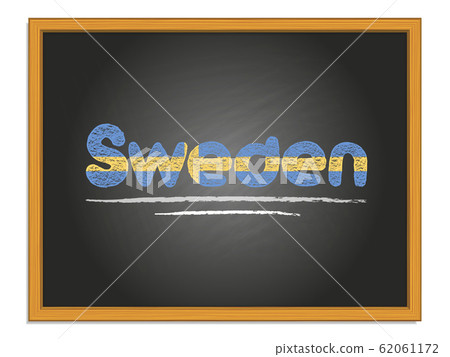 Sweden country name and flag color chalk lettering - Stock Illustration ...