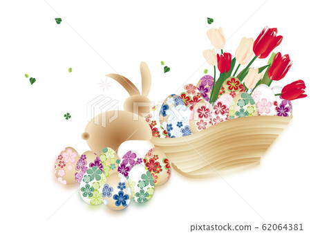 Easter Japanese pattern eggs with rabbit and... - Stock Illustration ...