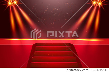 red stage and gold spotlight in the hall - Stock Illustration [62064551 ...