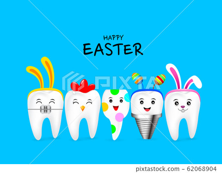 Set of Easter tooth character design with... - Stock Illustration ...