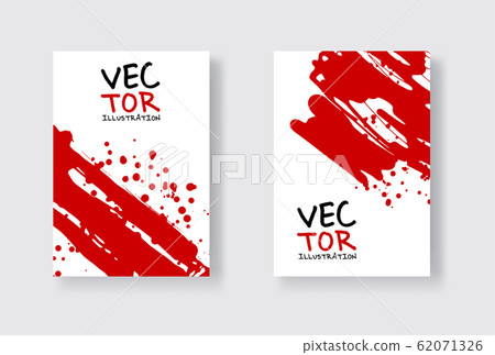 red ink brush stroke on white background. Japanese - Stock Illustration ...
