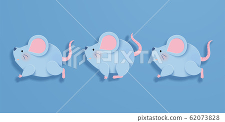 Lovely paper art running mouse - Stock Illustration [62073828] - PIXTA