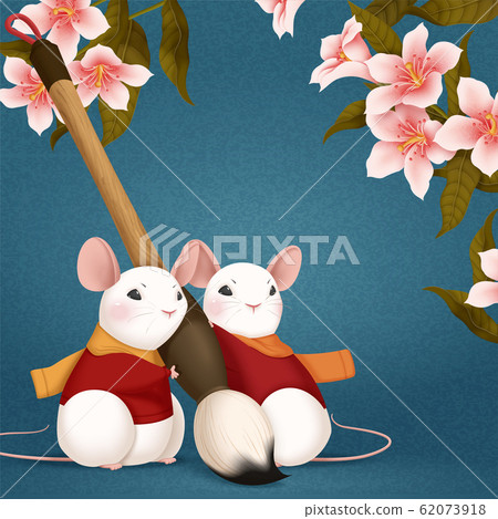 Cute mouse holding paint brush - Stock Illustration [62073918] - PIXTA