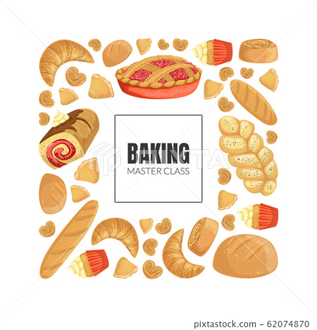 Baking Master Class Banner Template with Fresh... - Stock Illustration ...