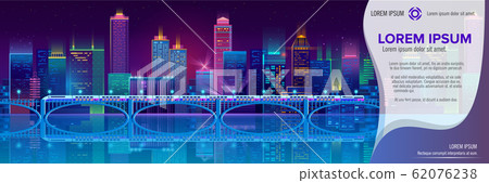 banner with night city in neon lights - Stock Illustration [62076238 ...