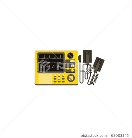 Medical yellow defibrillator isolated on a... - Stock Illustration ...