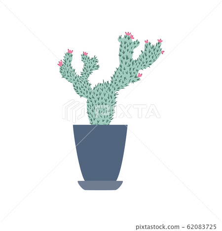 Simple cacti flower isolated on white background. - Stock Illustration ...