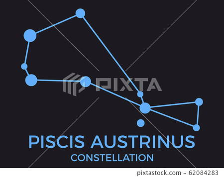 Piscis Austrinus constellation. Stars in the night - Stock Illustration ...