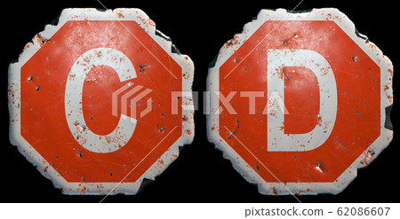 Set of letters C, D made of public road sign in... - Stock Illustration ...