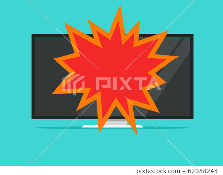Broken led tv screen or crashed computer... - Stock Illustration ...